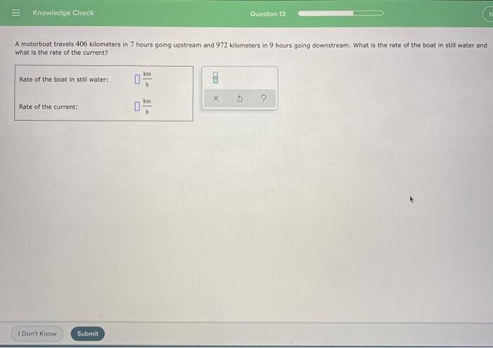 Solved = Knowledge Check Question 13 A motorboat travels 406 | Chegg.com
