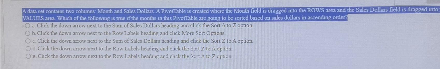 Solved A data set contains two columns: Month and Sales | Chegg.com