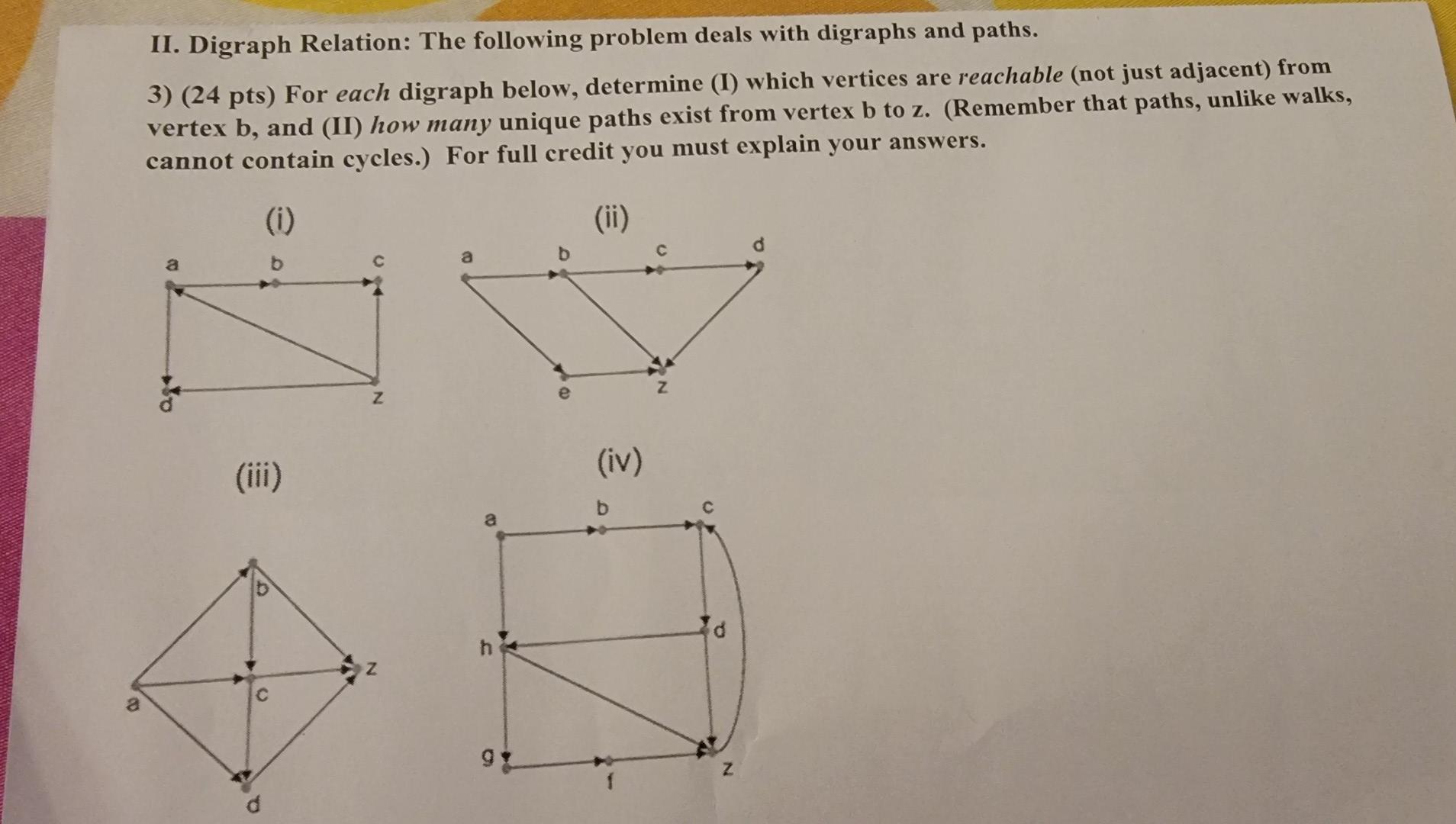 Solved II. Digraph Relation: The following problem deals | Chegg.com