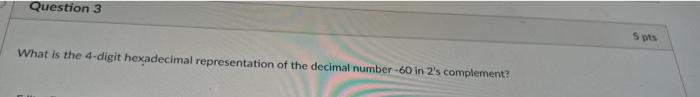 Solved What is the 4-digit hexadecimal representation of the | Chegg.com