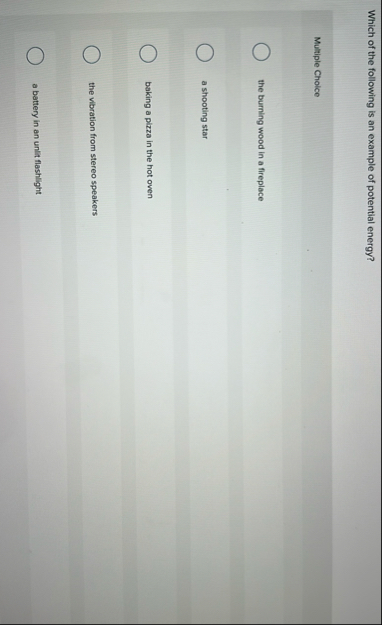 Solved Which of the following is an example of potential | Chegg.com