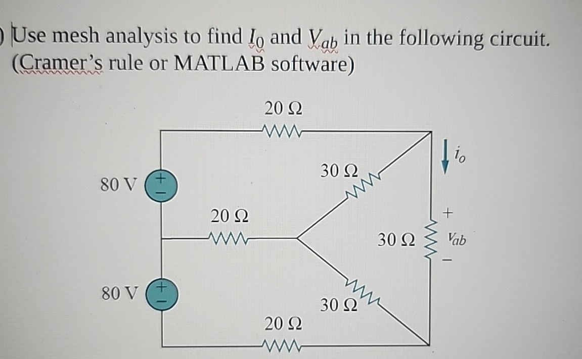 Solved Use mesh analysis to find I0 ﻿and Vab ﻿in the | Chegg.com
