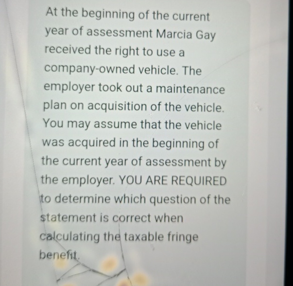 Solved At the beginning of the current year of assessment | Chegg.com