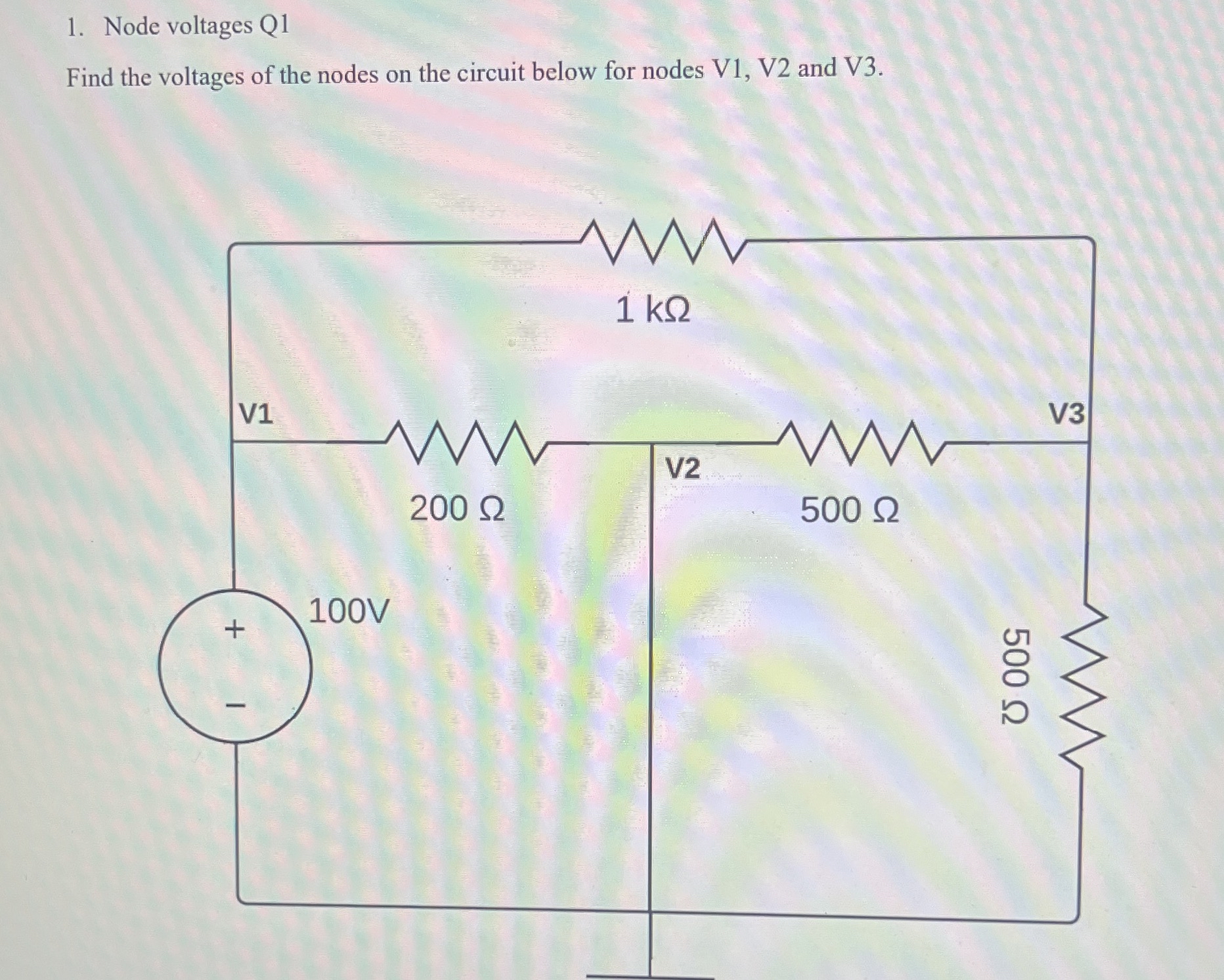 Solved Node voltages Q1Find the voltages of the nodes on the | Chegg.com Solved Node voltages Q1Find the voltages of the nodes on the | Chegg.com
