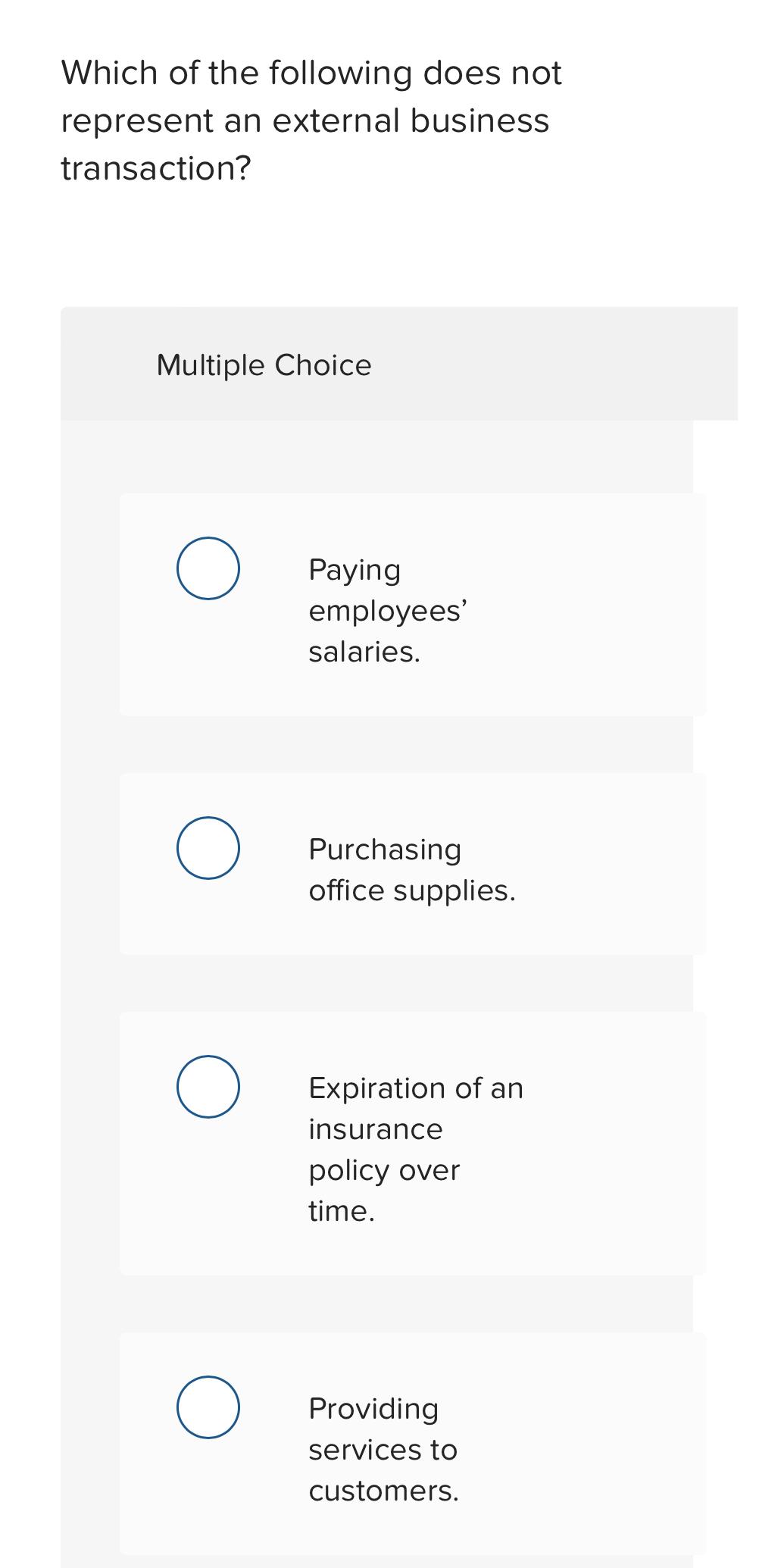 Solved Which of the following does not represent an external | Chegg.com