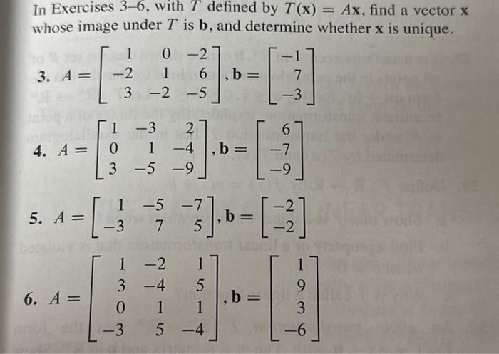 Solved In Exercises 3-6, with T defined by T(x)=Ax, find a | Chegg.com