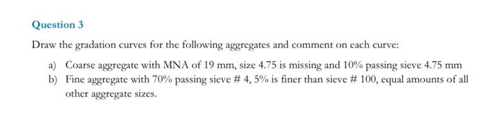 Solved Draw the gradation curves for the following | Chegg.com