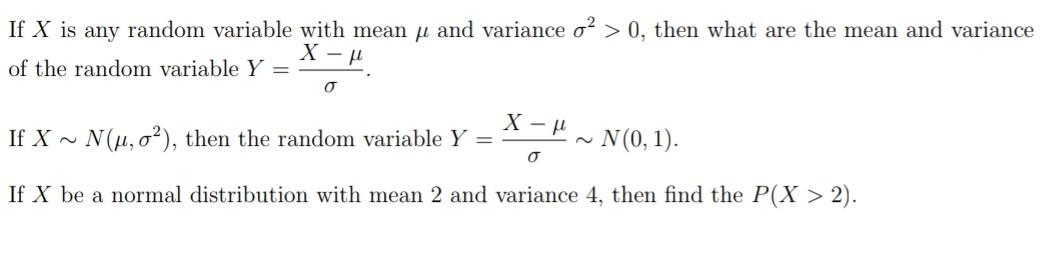 Solved If X is any random variable with mean μ and variance | Chegg.com