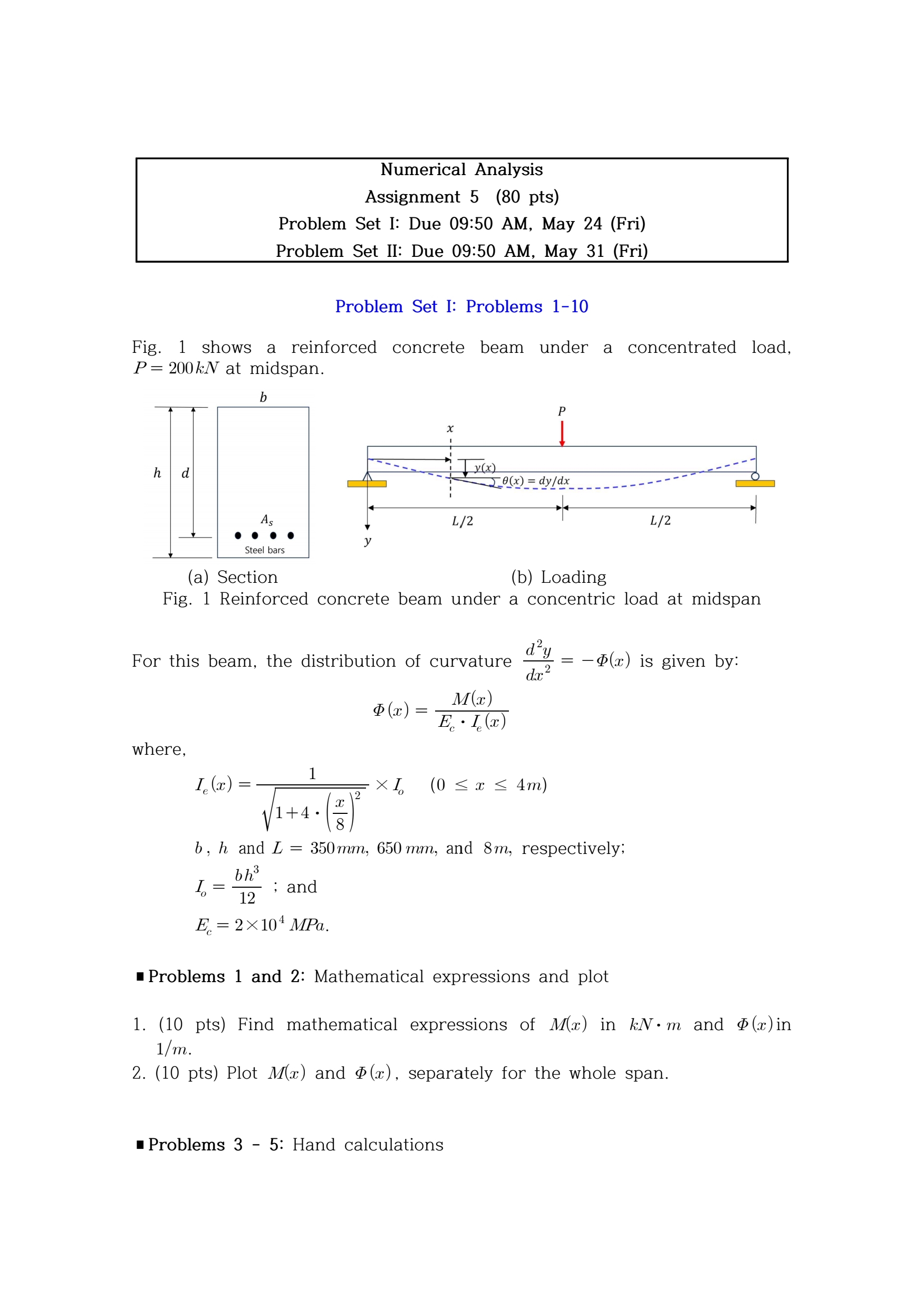 Solved Numerical AnalysisAssignment 5 ( 80 ﻿pts)Problem Set | Chegg.com