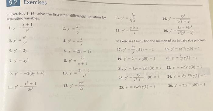 Solved In Exercises 1−16, solve the first-order differential | Chegg.com