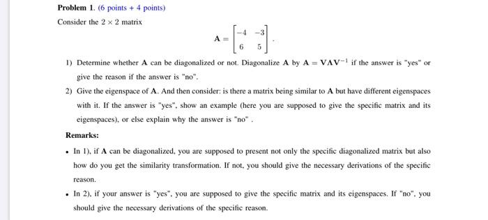Solved Problem 1. (6 points + 4 points) Consider the 2 x 2 | Chegg.com