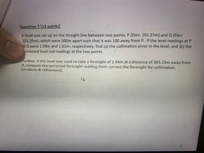 Solved find the collimation error and the corrected level | Chegg.com