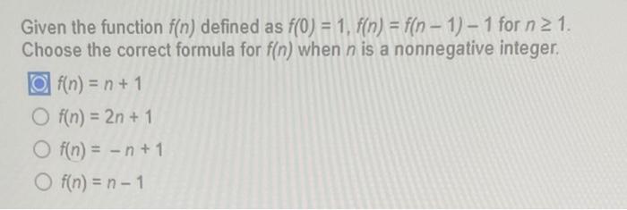 Solved Given the function f(n) defined as | Chegg.com