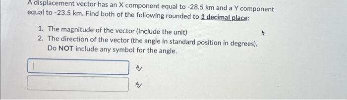Solved A displacement vector has an X component equal to | Chegg.com