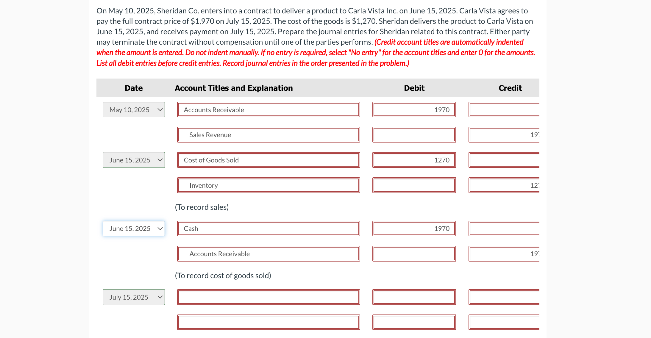 Solved On May 10, 2025, ﻿Sheridan Co. ﻿enters into a | Chegg.com
