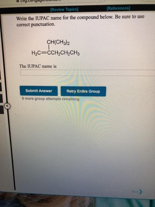 Solved [Review Topics] [References) Write the IUPAC name for | Chegg.com