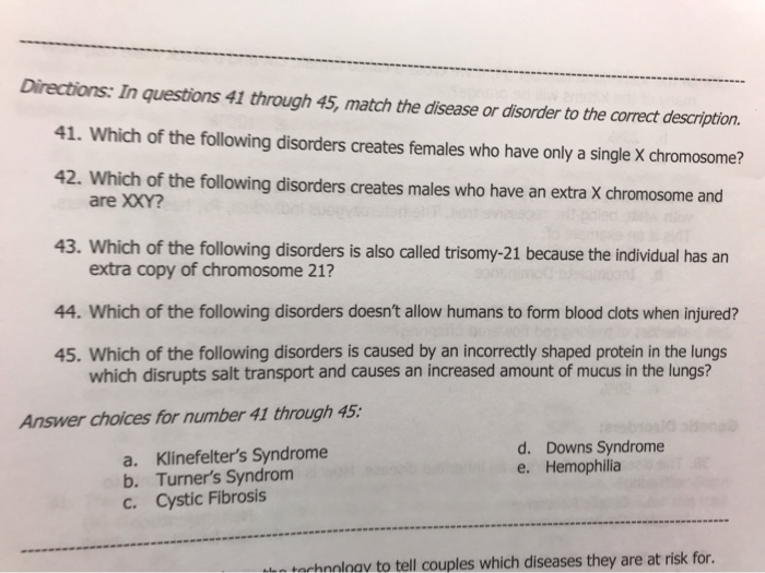 Solved Directions: In questions 41 through 45, match the | Chegg.com