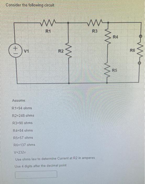 Solved Consider the following circuit Assume R1=94 ohms R2 | Chegg.com