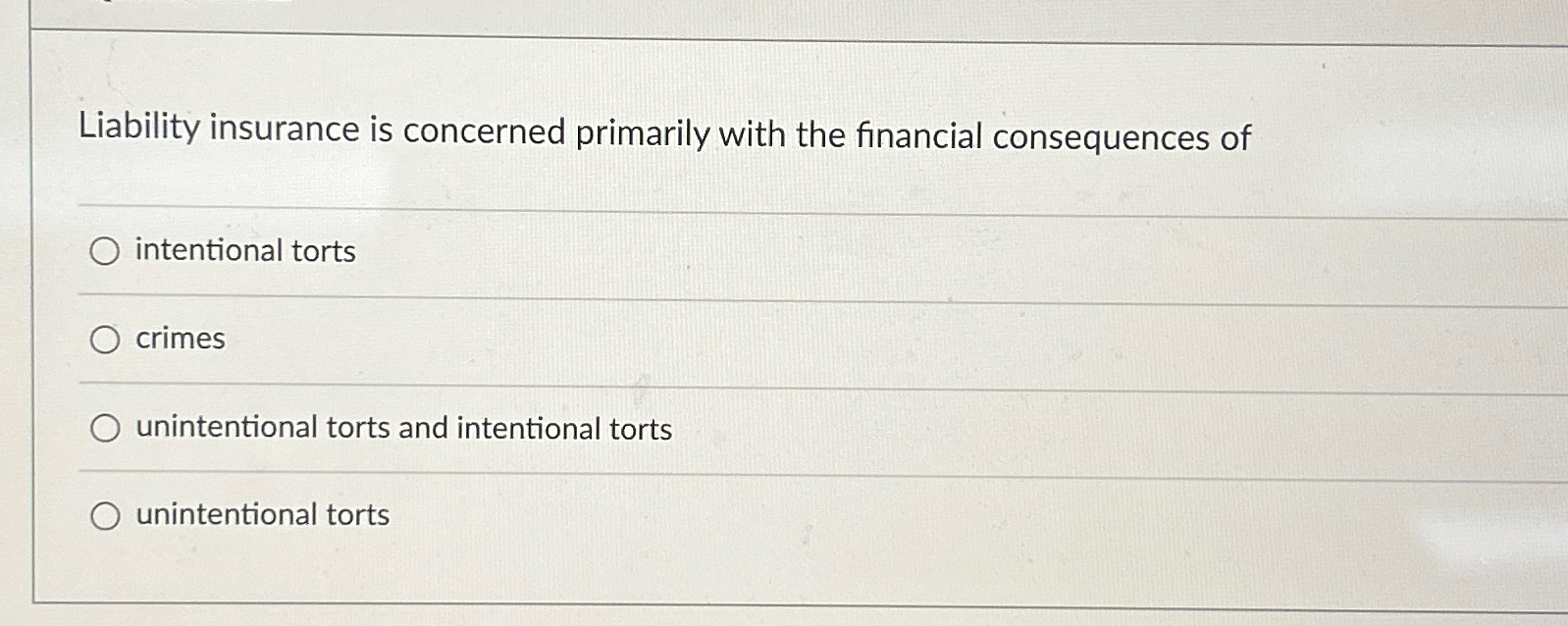 Solved Liability insurance is concerned primarily with the | Chegg.com