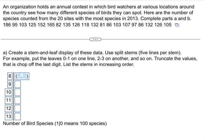 Solved An organization holds an annual contest in which bird | Chegg.com
