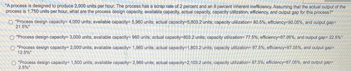 Solved A process is designed to produce 2,000 units per | Chegg.com