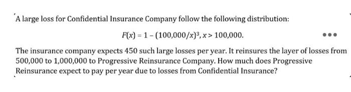 Solved "A large loss for Confidential Insurance Company | Chegg.com