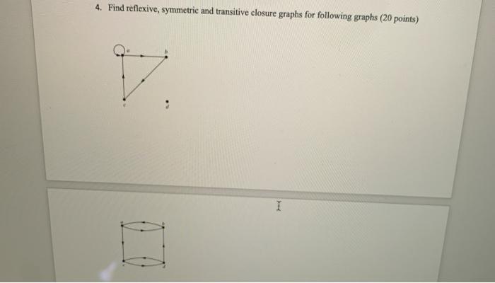 Solved 4. Find reflexive, symmetric and transitive closure | Chegg.com