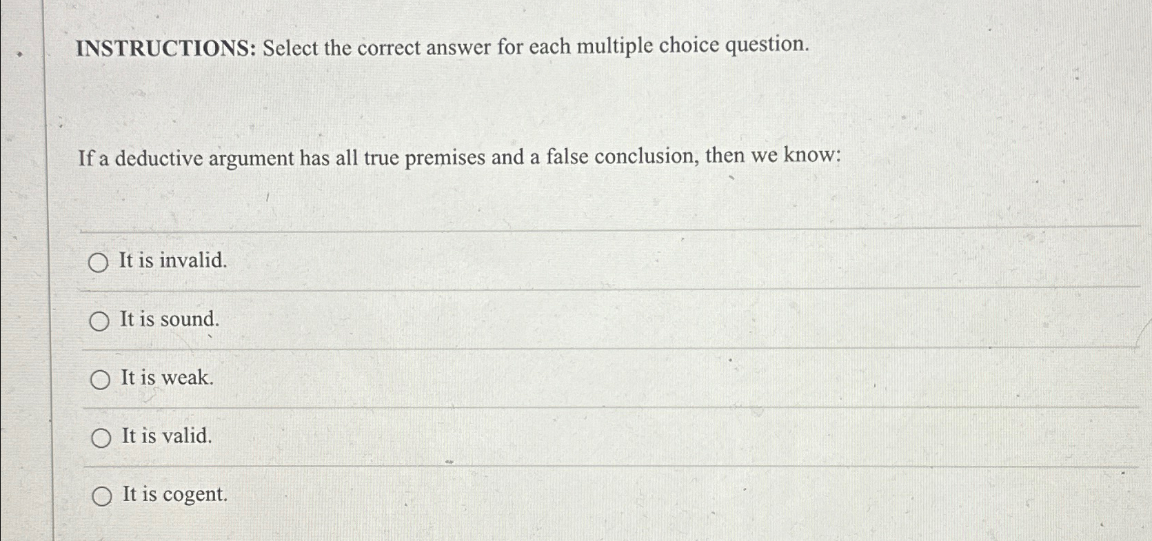 Solved INSTRUCTIONS: Select the correct answer for each | Chegg.com