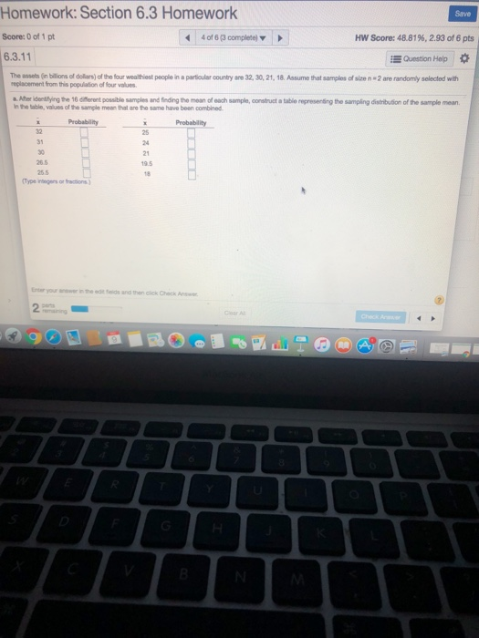 Solved Homework Section 6 3 Homework Save 4 Of 6 3