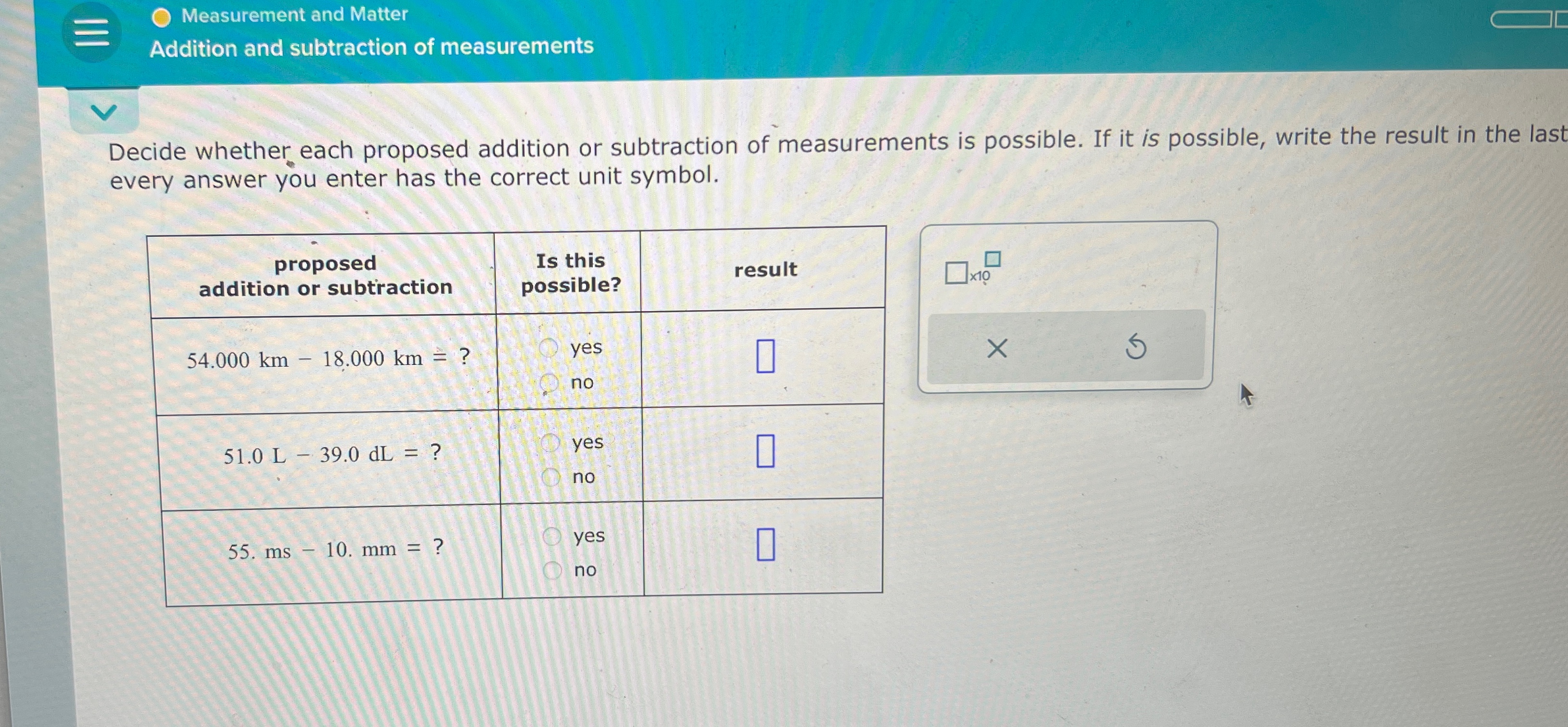 Solved Measurement and MatterAddition and subtraction of | Chegg.com