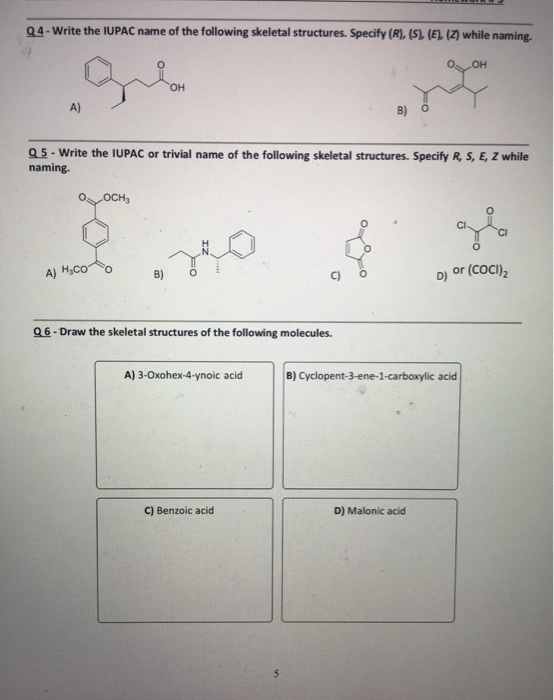 Solved Q4 - Write the IUPAC name of the following skeletal | Chegg.com