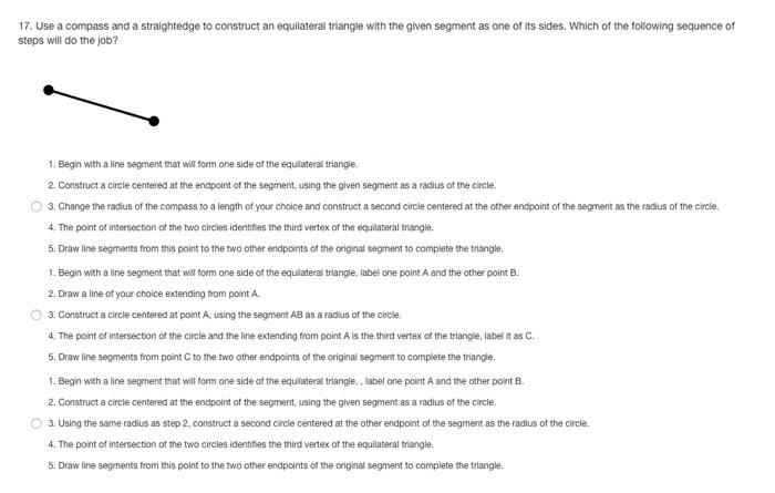 Solved 17. Use a compass and a straightedge to construct an | Chegg.com