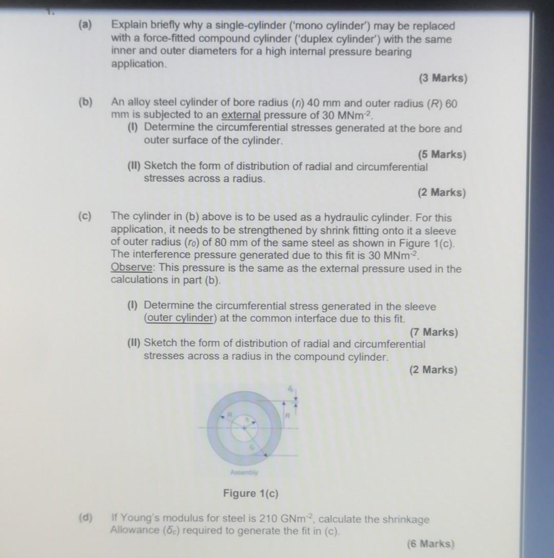 Solved (a) (b) Explain briefly why a single-cylinder ('mono | Chegg.com