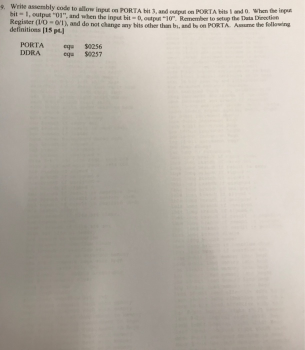 Solved 9 Write Assembly Code To Allow Input On Porta Bit 3