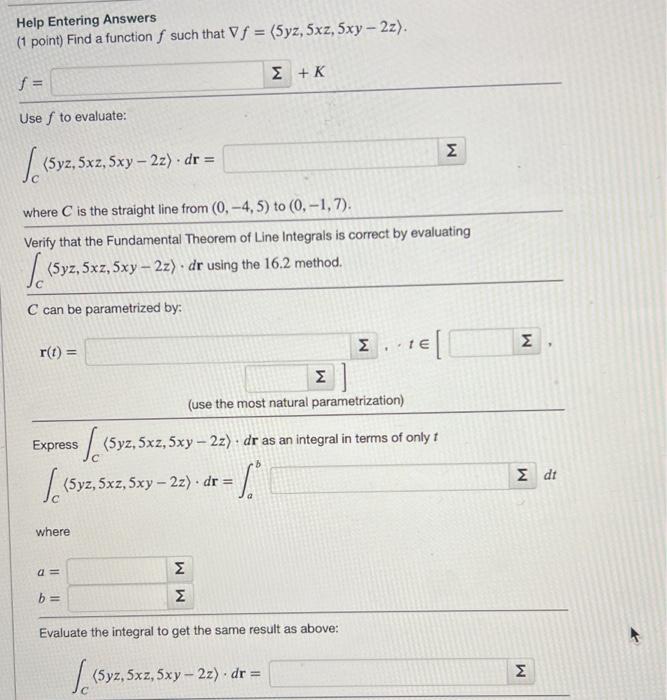Solved Help Entering Answers (1 point) Find a function f | Chegg.com