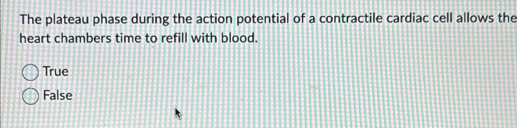 Solved The plateau phase during the action potential of a | Chegg.com