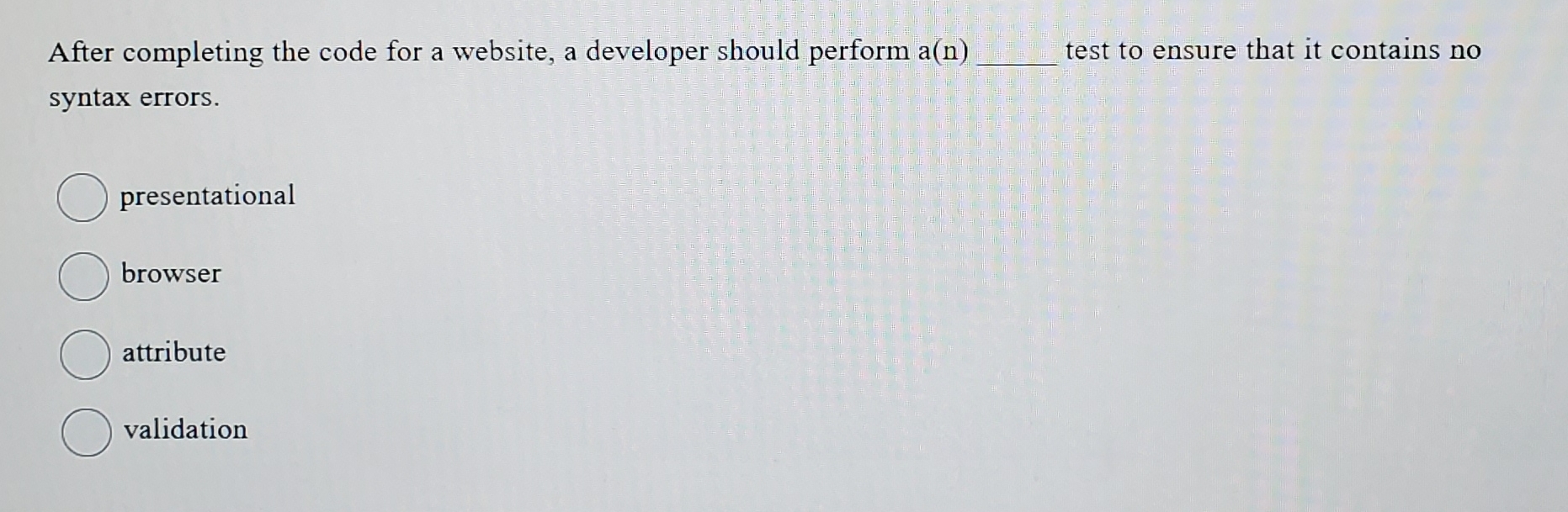 Solved After completing the code for a website, a developer | Chegg.com