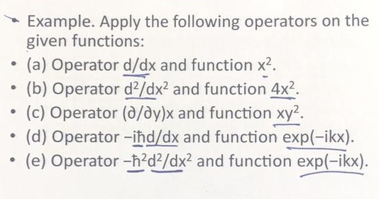 Solved Example Apply The Following Operators On The Given