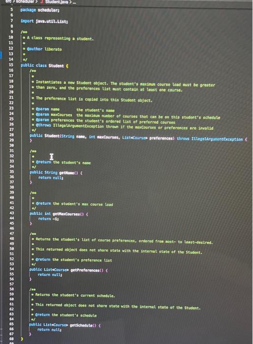 Solved import java.utit.List; * A class representing a | Chegg.com