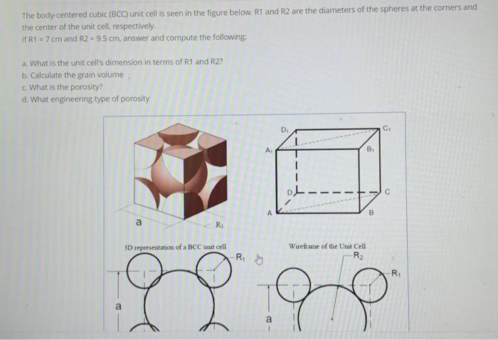 Solved The body-centered cubic (BCC) unit cell is seen in | Chegg.com