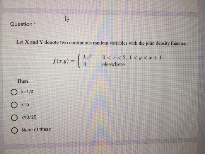 Solved Question Let X and Y denote two continuous random | Chegg.com