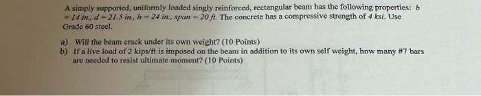 Solved A simply supported, uniformly loaded singly | Chegg.com