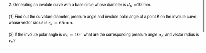 Solved 2. Generating an involute curve with a base circle | Chegg.com