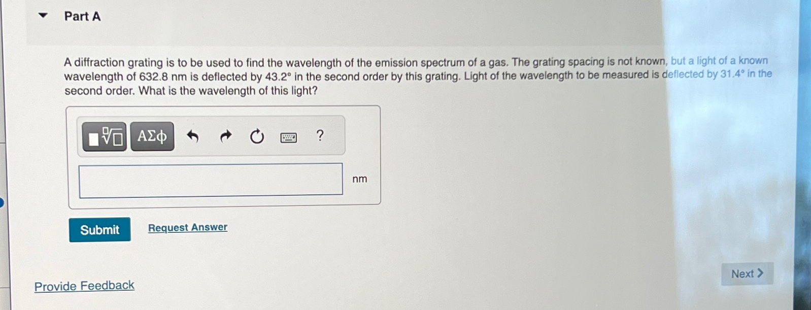 Solved Part AA diffraction grating is to be used to find the | Chegg.com