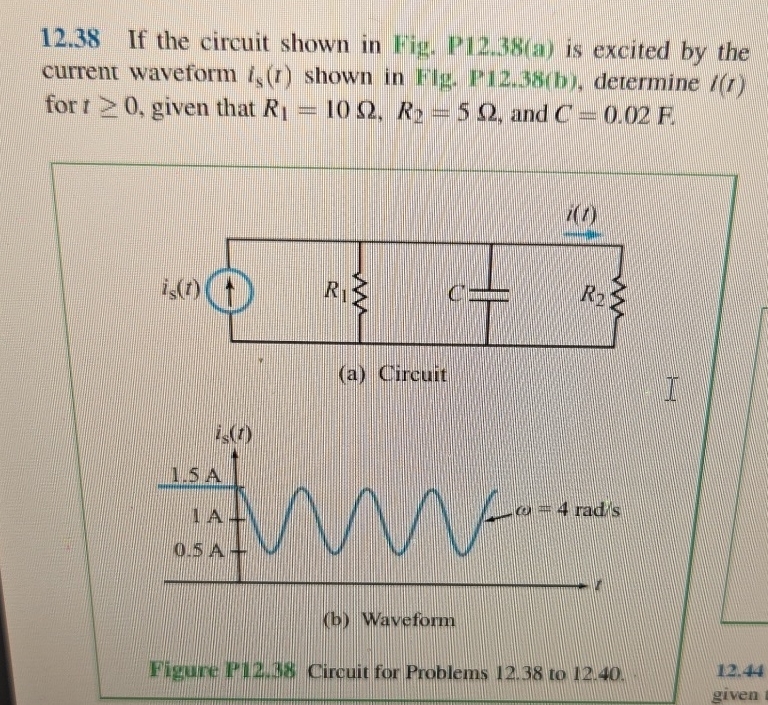 Solved 12.38 ﻿If the circuit shown in Fig. P12.38(a) ﻿is | Chegg.com