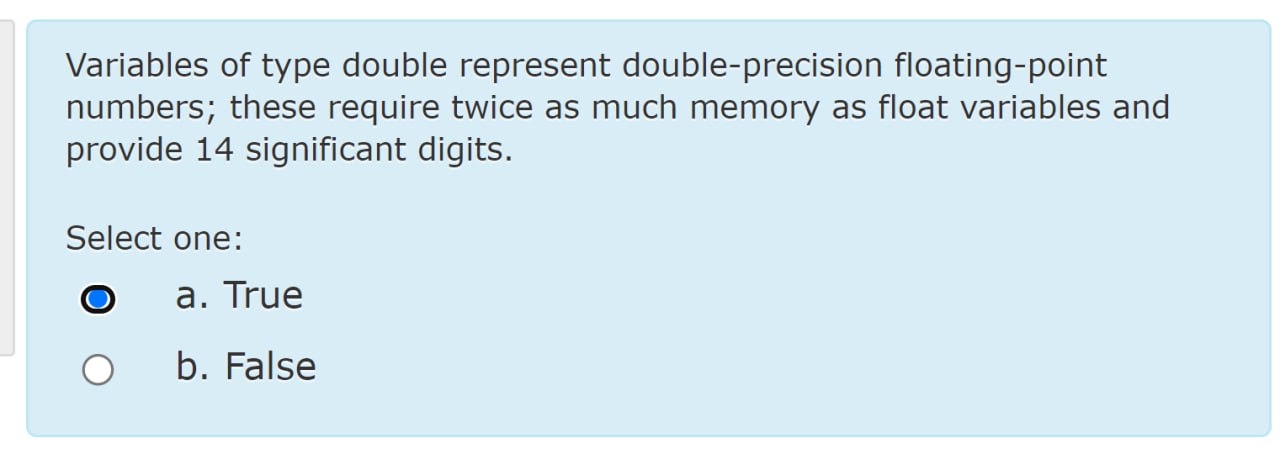 Solved Variables of type double represent double-precision | Chegg.com