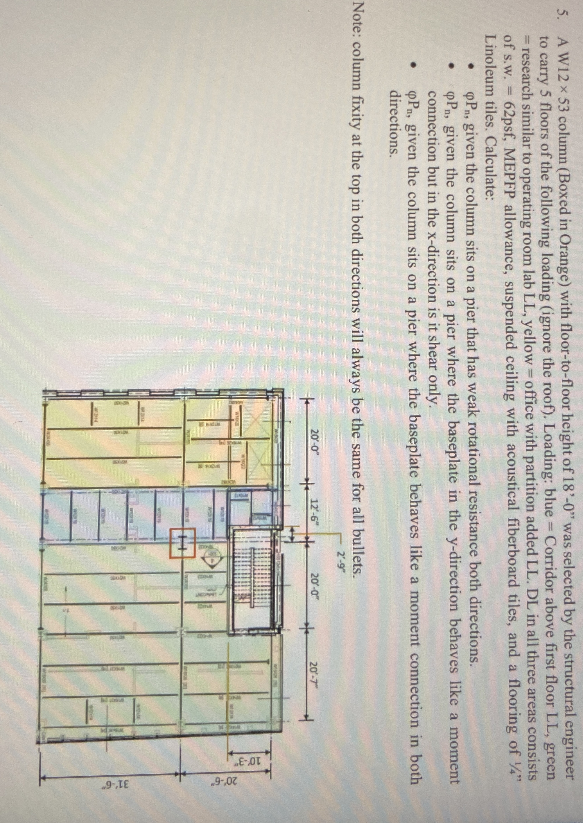 A W12 ×53 ﻿column (Boxed in Orange) ﻿with | Chegg.com