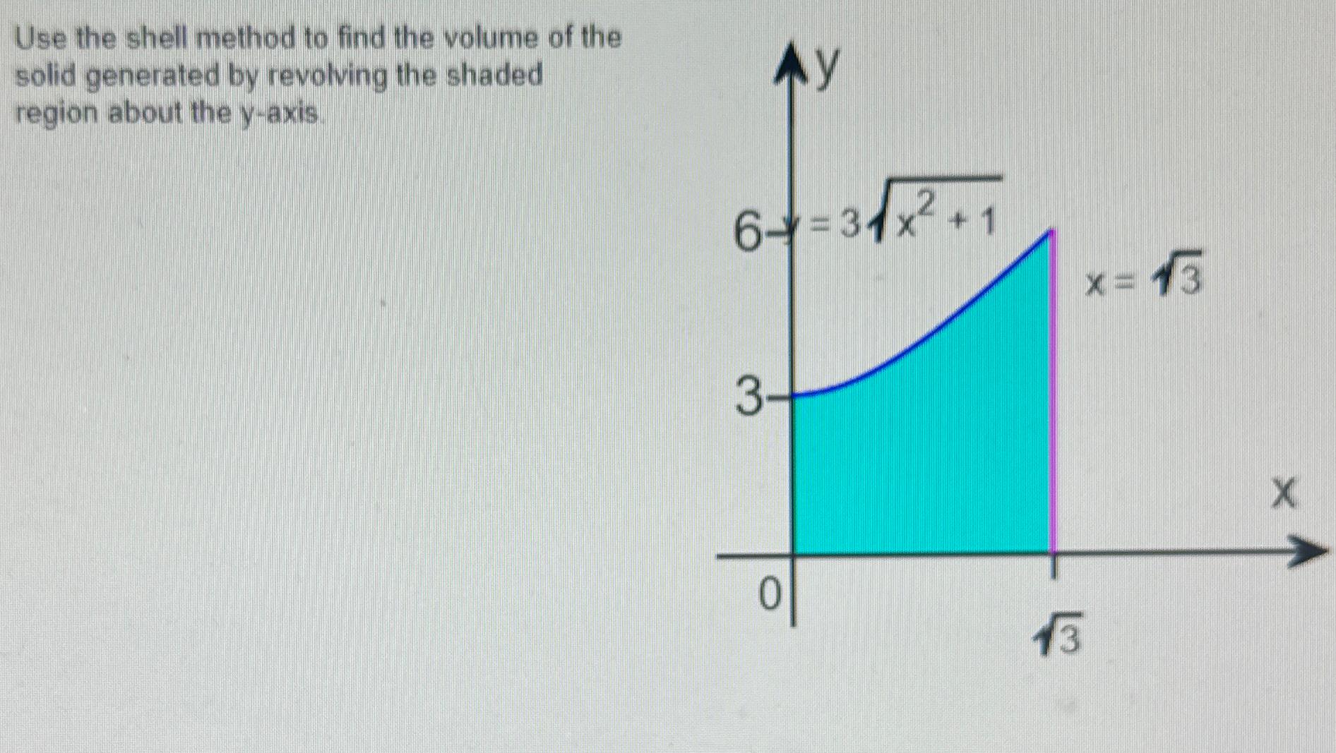 Solved Use the shell method to find the volume of the solid | Chegg.com