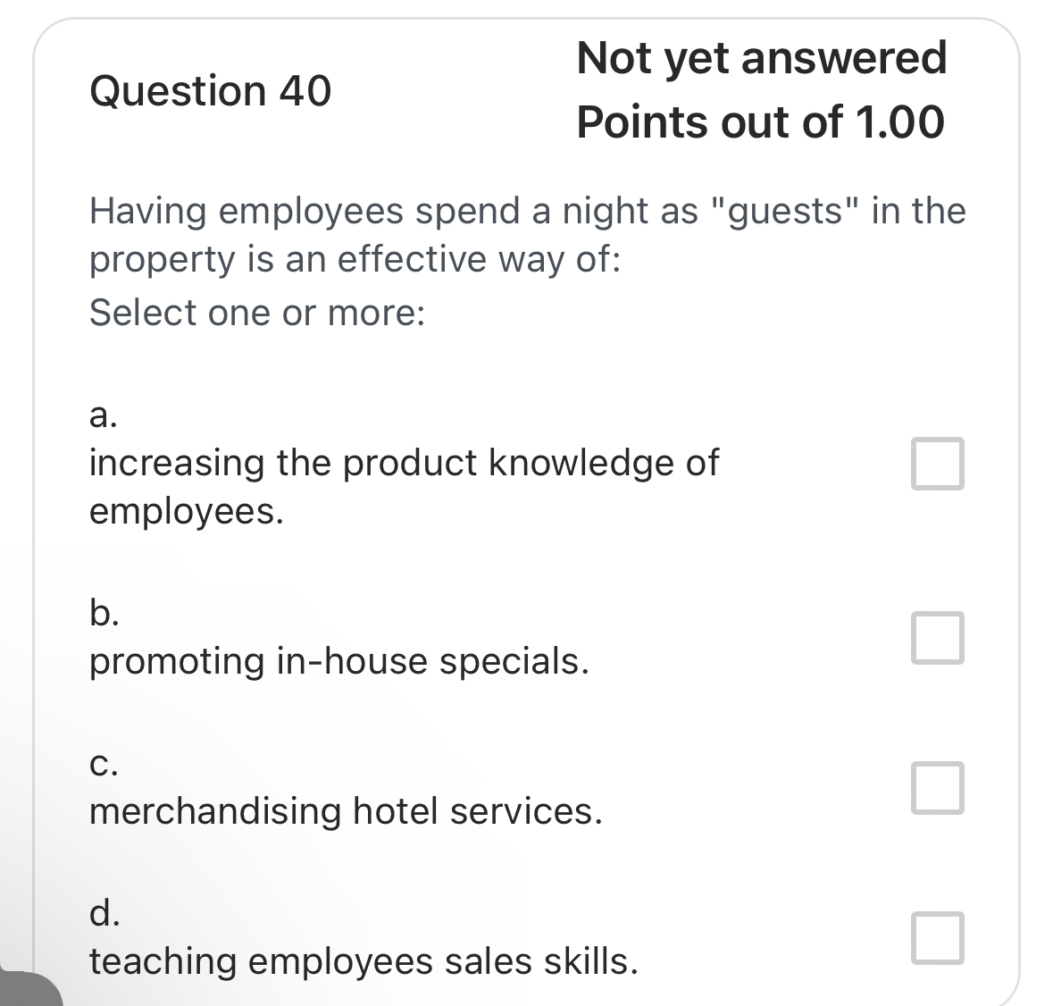 Solved Not yet answeredQuestion 40Points out of 1.00Having | Chegg.com
