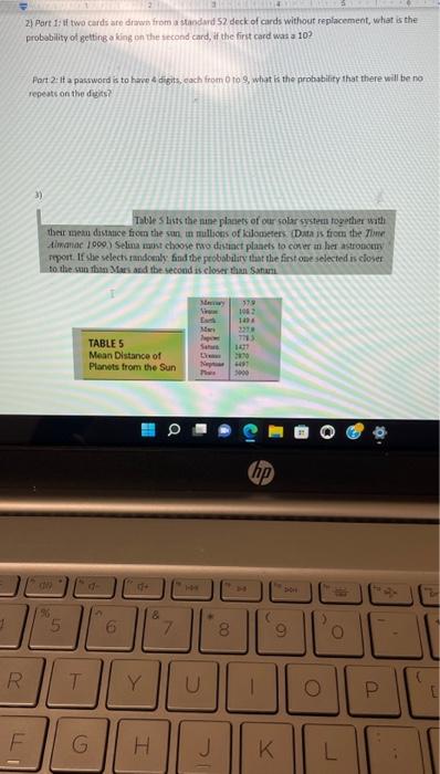 Solved 2) Part 1: uf two cards are diawn from a standad 52 | Chegg.com